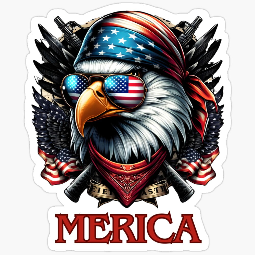 DOPASTICKER Eagle Bandana 4Th Of July American Flag Merica Sticker ...