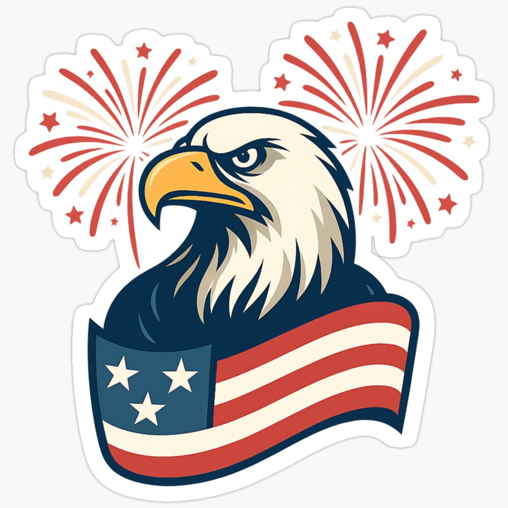 DOPASTICKER Eagle On Fourth Of July Sticker Fourth Of July Sticker ...