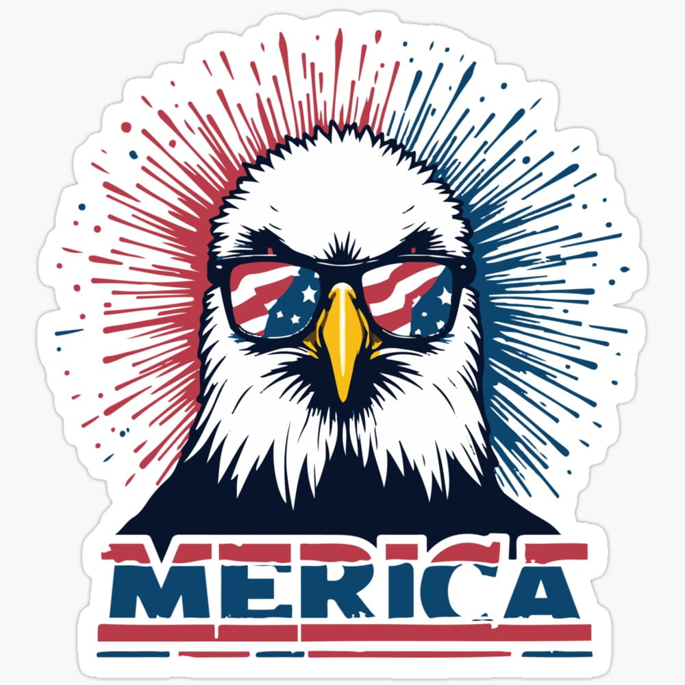 DOPASTICKER Eagle Merica Sticker Fourth Of July Sticker, Memorial Day ...