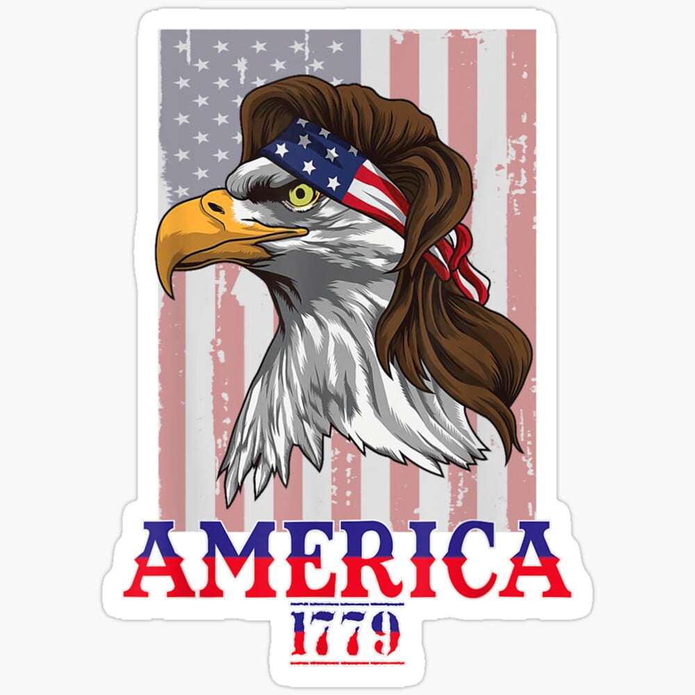 DOPASTICKER Eagle Mullet 4Th Of July Usa American Flag Merica Mericaw ...