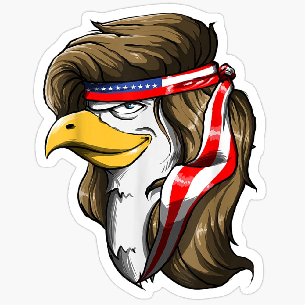 DOPASTICKER Eagle Mullet 4Th Of July Usa American Flag Merica Sticker ...