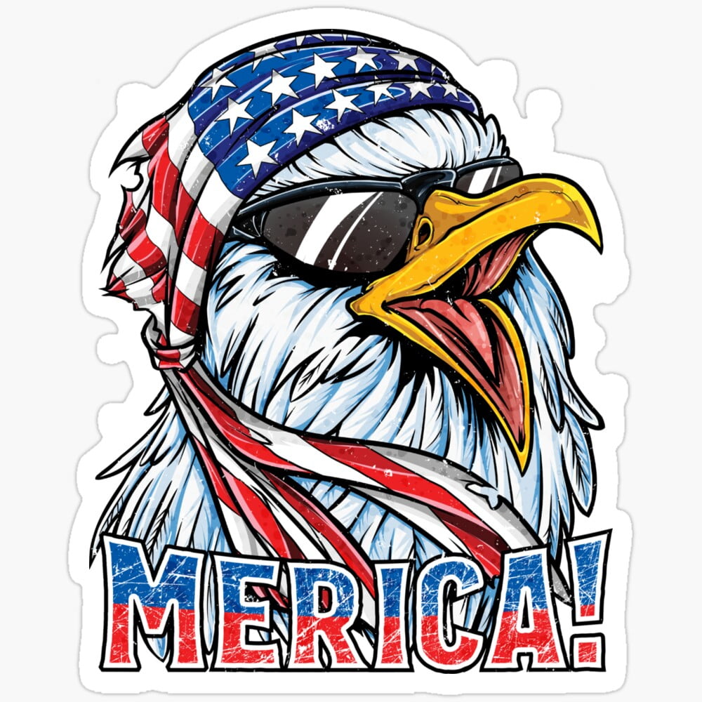 DOPASTICKER Eagle Mullet T Sticker 4Th Of July American Flag Merica Men ...