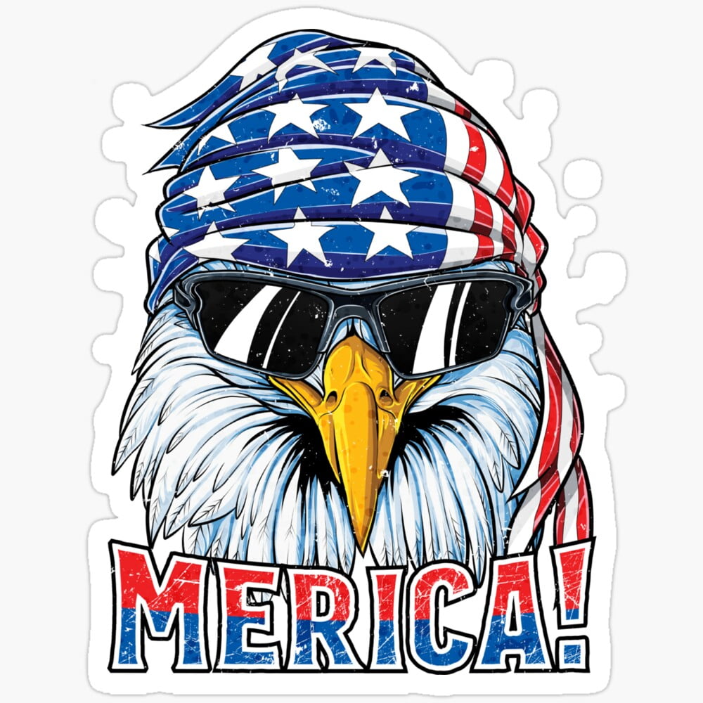 DOPASTICKER Eagle Mullet T Sticker 4Th Of July American Flag Merica Men ...