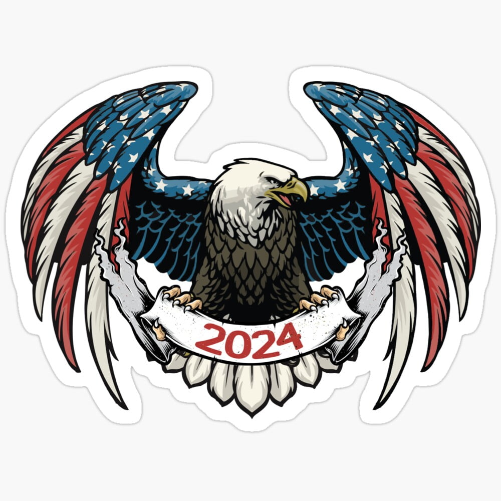 DOPASTICKER Eagle With Usa American Flag Sticker Fourth Of July Sticker ...