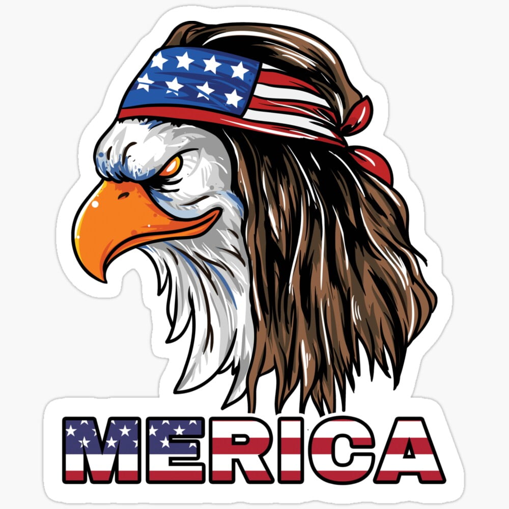 DOPASTICKER Eagle Usa American 'Merica Mullet Sticker Phone Decal Water ...