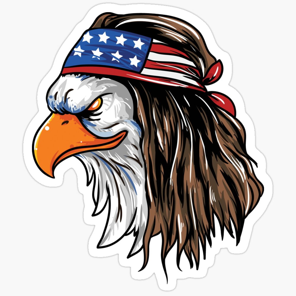 DOPASTICKER Eagle Usa American Mullet Sticker Fourth Of July Sticker ...