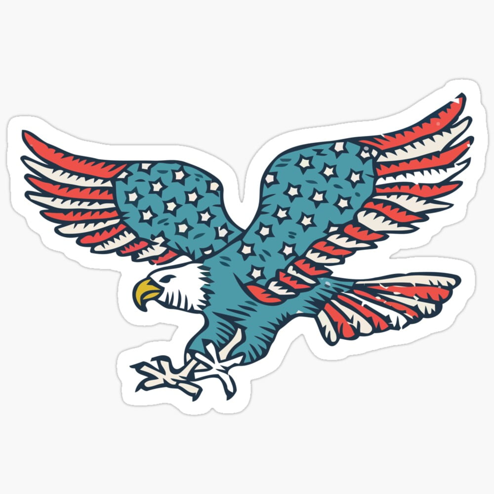 DOPASTICKER Eagle Usa Flag Sticker Fourth Of July Sticker, Memorial Day ...