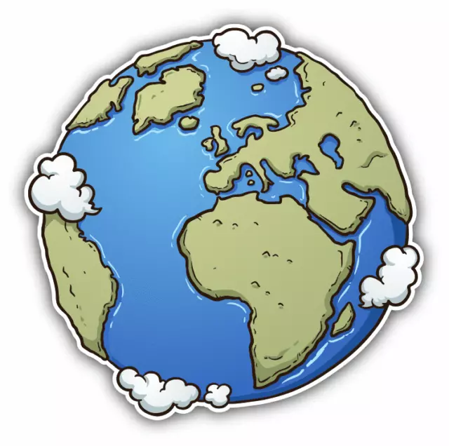 DOPASTICKER Earth Cartoon Around The World Sticker Decal Phone Decal ...