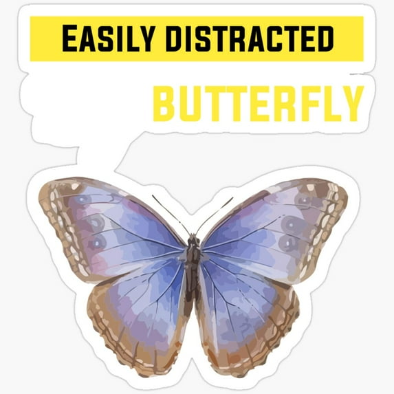 DOPASTICKER Easily Distracted By Butterfly, Butterfly Sticker Phone ...