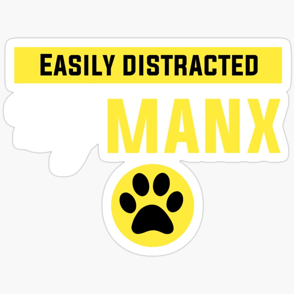 DOPASTICKER Easily Distracted By Manx, Manx Sticker Phone Decal Water ...