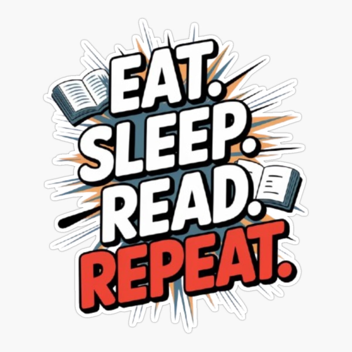 DOPASTICKER Eat, Sleep, Read, Repeat Sticker, Phone Sticker Car Sticker ...
