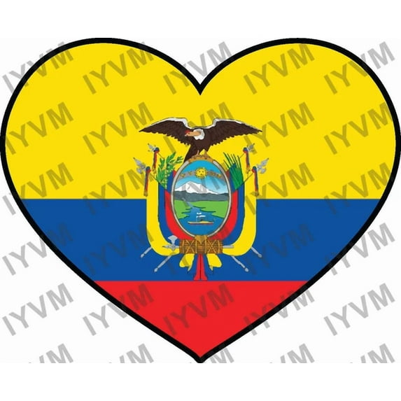 DOPASTICKER Ecuador Flag Heart Sticker Decal Phone Decal Water Bottle ...