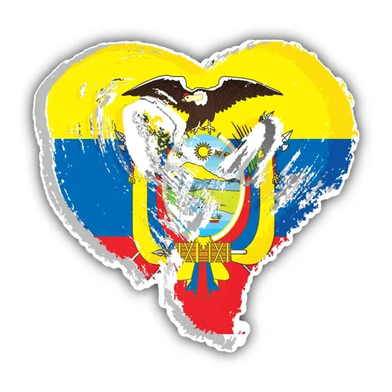 DOPASTICKER Ecuador Heart Flag Sticker Decal Phone Decal Water Bottle ...
