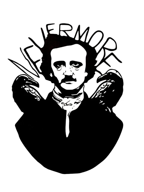 DOPASTICKER Edgar Allen Poe Nevermore Sticker Line Art Minimal Gothic ...