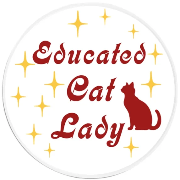 DOPASTICKER Educated Cat Lady, Pet Lover Woman Red Sparkle Phone Decal Water Bottle Stickers ...
