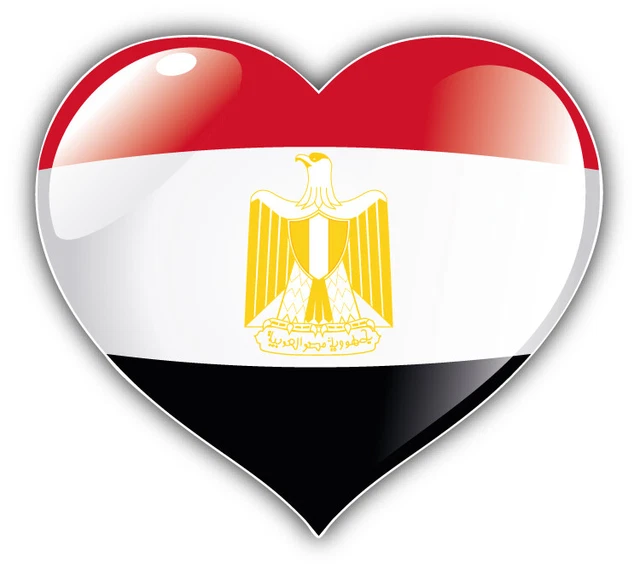 DOPASTICKER Egypt Flag Glossy Heart Label Sticker Decal Phone Decal ...