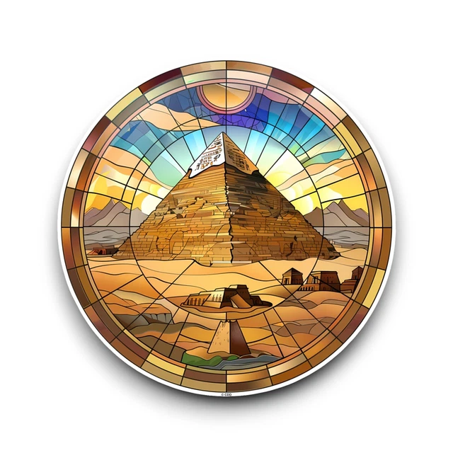 DOPASTICKER Egyptian Pyramid Stained Glass Style Window Design Opaque ...