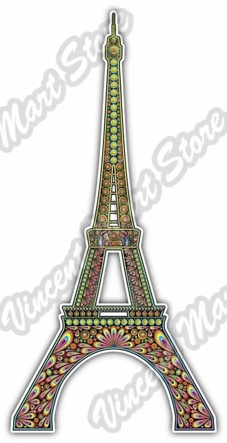 DOPASTICKER Eiffel Tower Paris France Colorful Rainbow Car Sticker ...