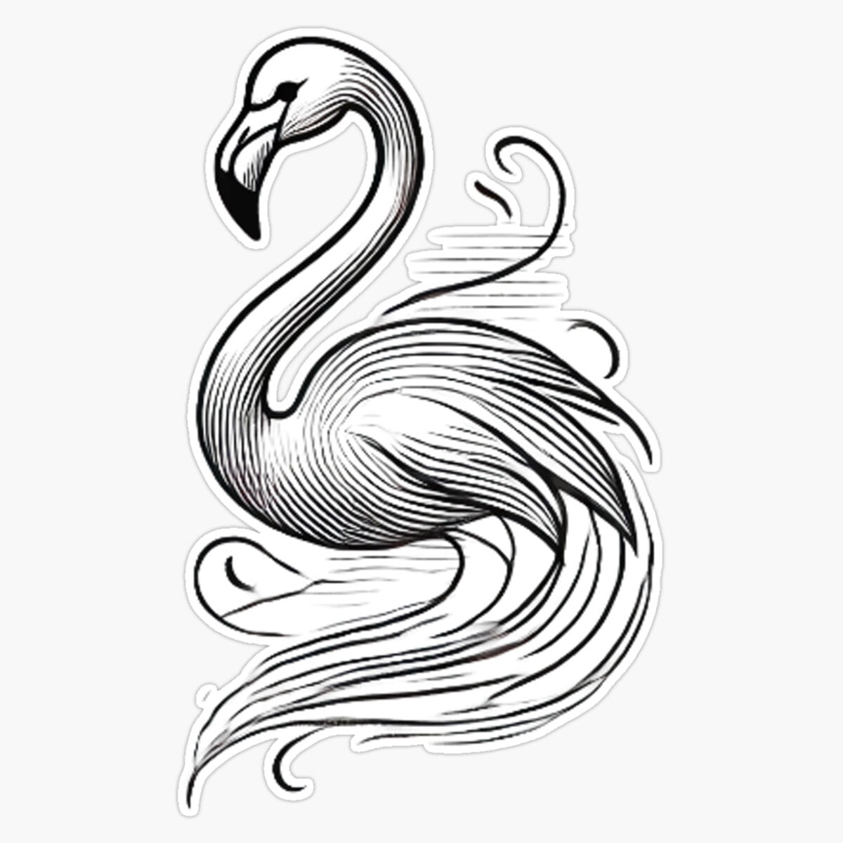 DOPASTICKER Elegant Minimalist Flamingo Sticker Design Sticker, Phone ...