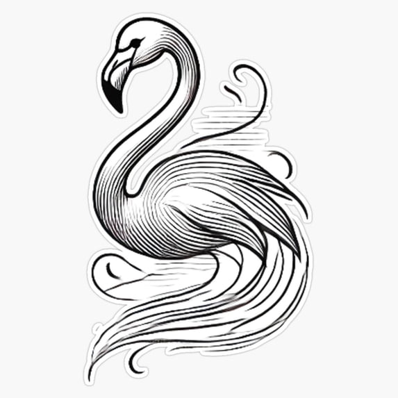DOPASTICKER Elegant Minimalist Flamingo Sticker Design Sticker, Phone ...