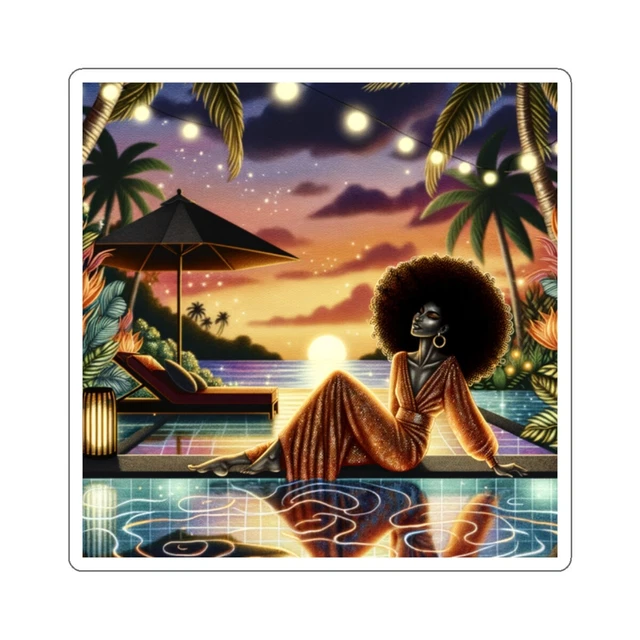DOPASTICKER Elegant Pool Sunset Art Tropical Glamour- Design Preview ...