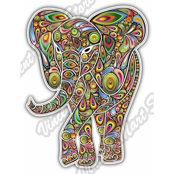 DOPASTICKER Elephant Abstract Colorful Rainbow Car Sticker Decal Phone ...