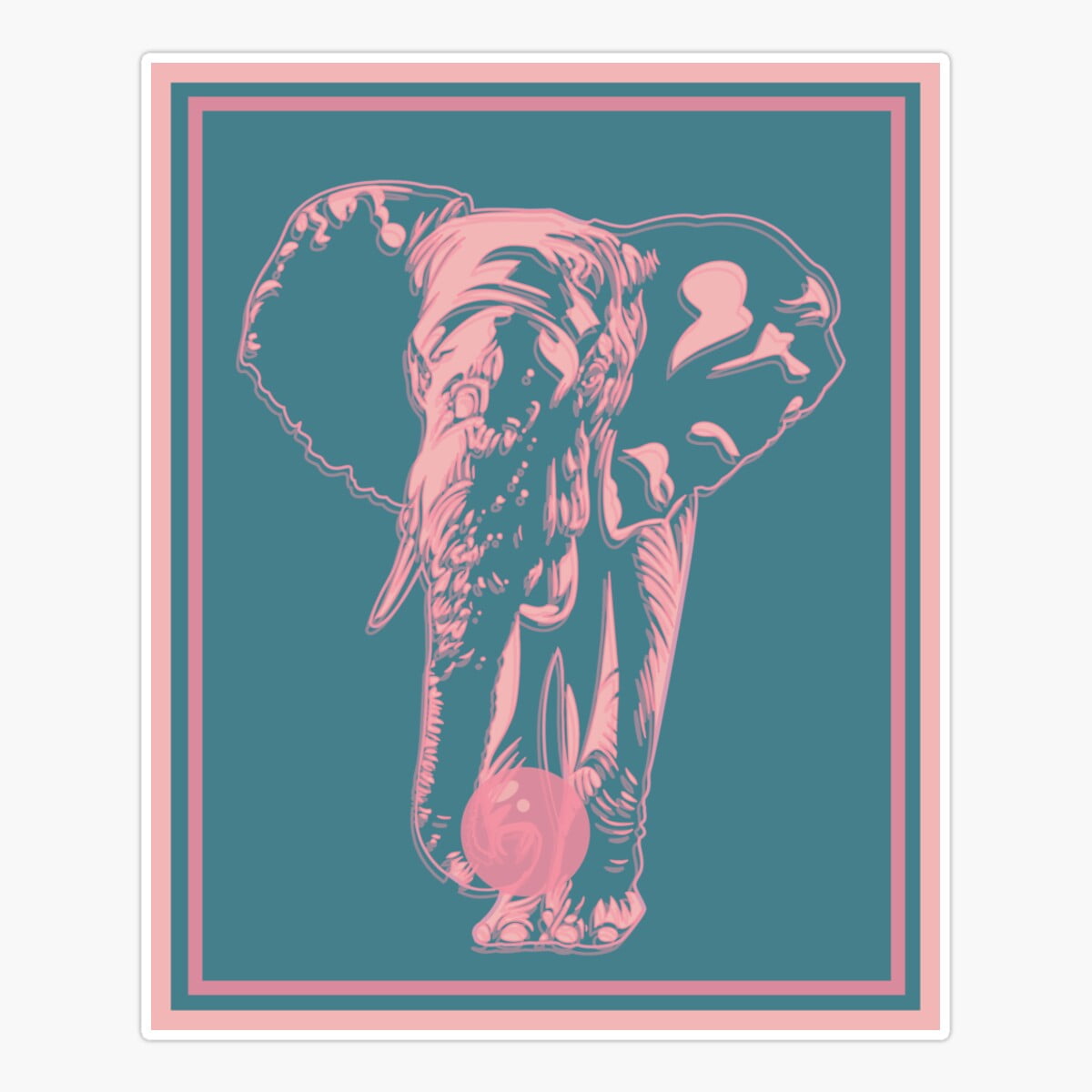 DOPASTICKER Elephant Chewing Bubble Gum In Pink Sticker, Phone Sticker ...