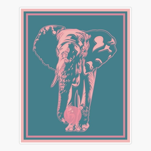 DOPASTICKER Elephant Chewing Bubble Gum In Pink Sticker, Phone Sticker ...