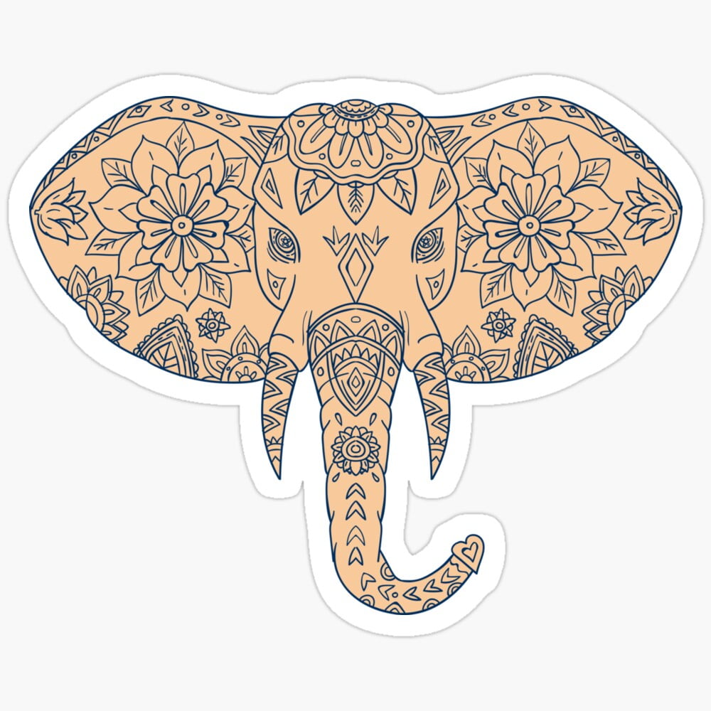 DOPASTICKER Elephant Head Tusk Mandalaa Sticker Phone Decal Water ...