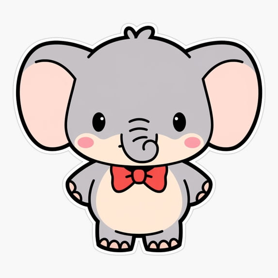 DOPASTICKER Elephant Kawaii Bow Tie Zoo Day Trip Boys Girls Kids ...