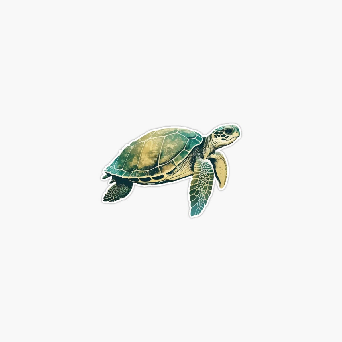 DOPASTICKER Emerald Green Sea Turtle Sticker, Phone Sticker Car ...