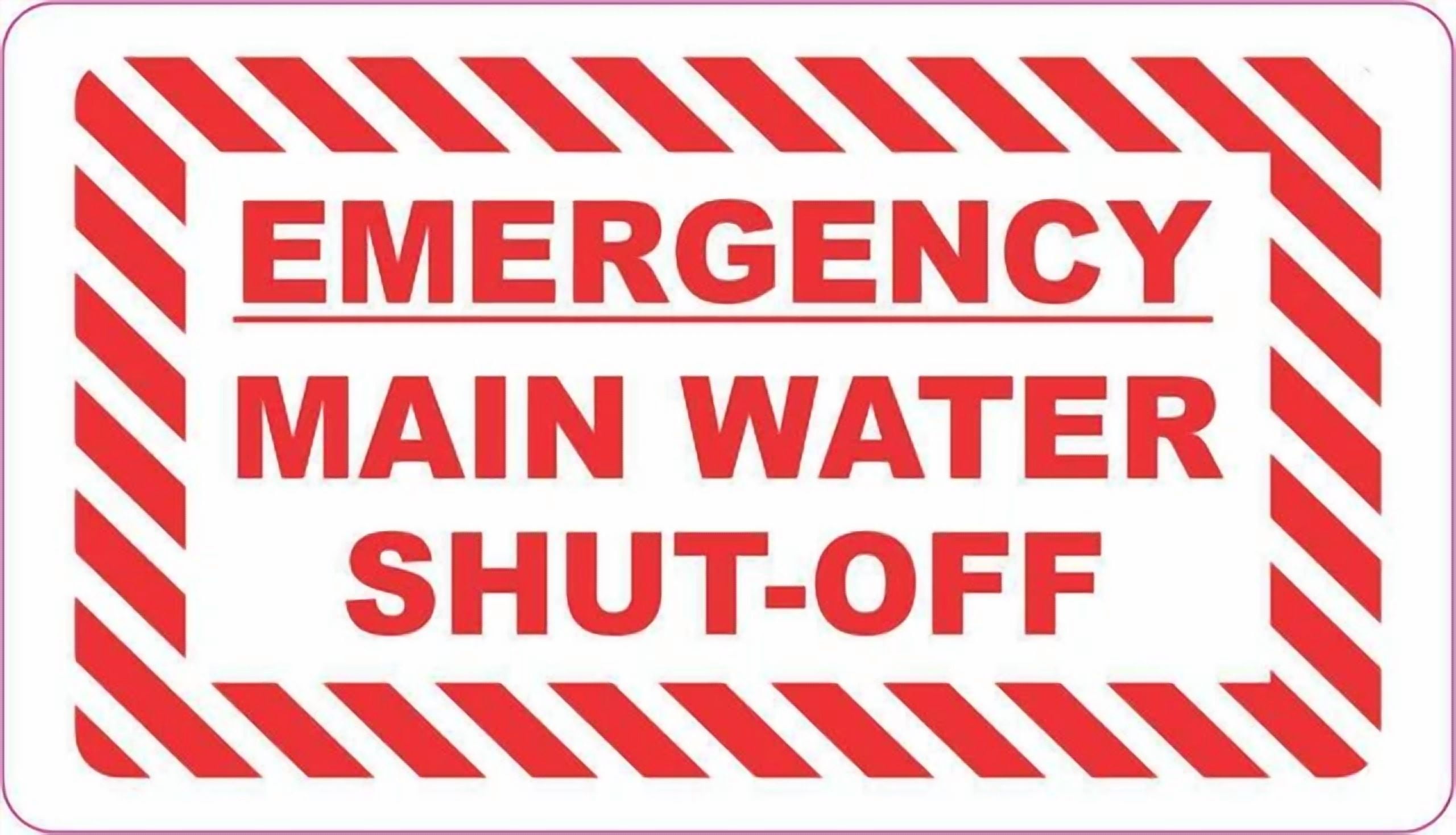 DOPASTICKER Emergency Main Water Shut-Off Sticker Business Sticker ...