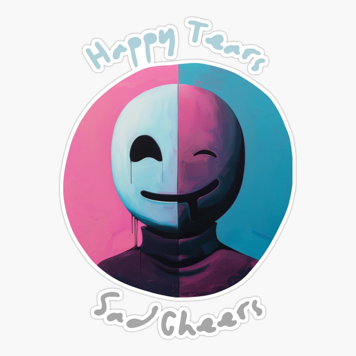 DOPASTICKER Emotional Rollercoaster Split - Sad & Happy Face Sticker ...