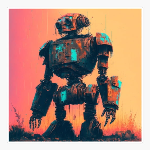 DOPASTICKER Emotional Rusty Robot Sticker, Phone Sticker Car Stickers ...