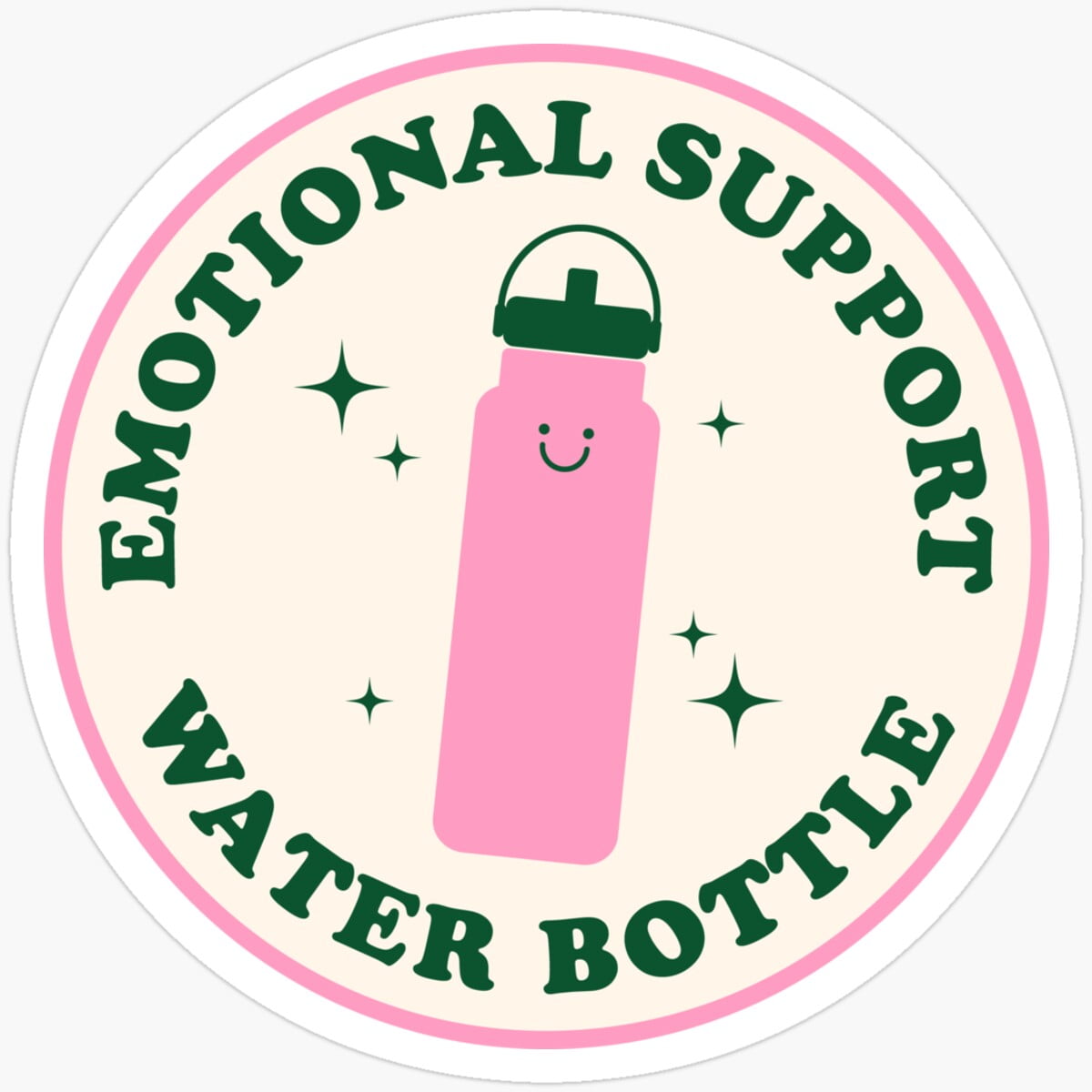 DOPASTICKER Emotional Support Water Bottle Sticker - Pink And Green ...