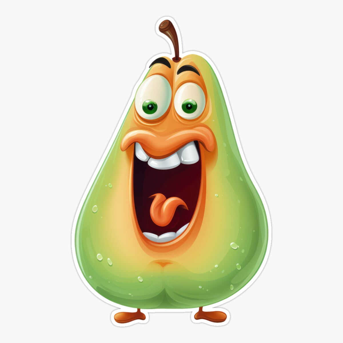 DOPASTICKER Emotional Surprised Pear Sticker, Phone Sticker Car Sticker ...