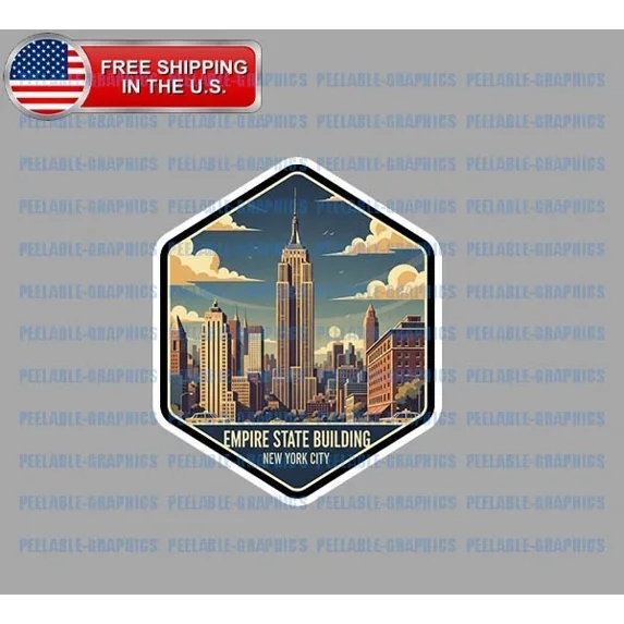 DOPASTICKER Empire State Building York Sticker Souvenir Travel Sticker ...