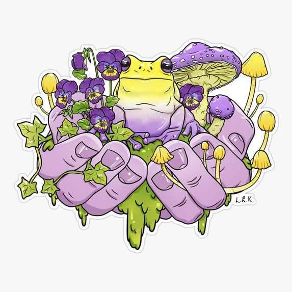 DOPASTICKER Enby Frog Toadstool Handful Sticker, Phone Sticker Car ...