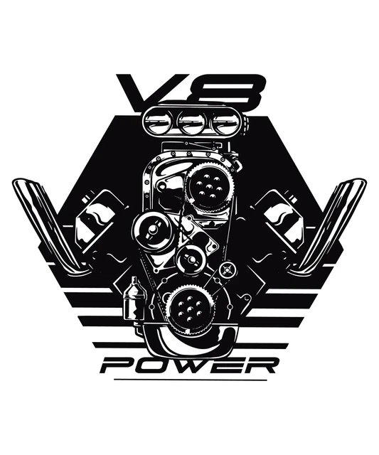 DOPASTICKER Engine V8 Sticker Motor Car Truck Racing Horsepower Fast ...
