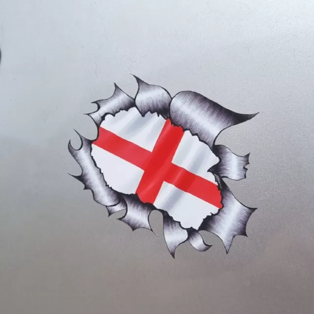 DOPASTICKER England English Flag Ripped Open Metal Sticker For Car Van ...