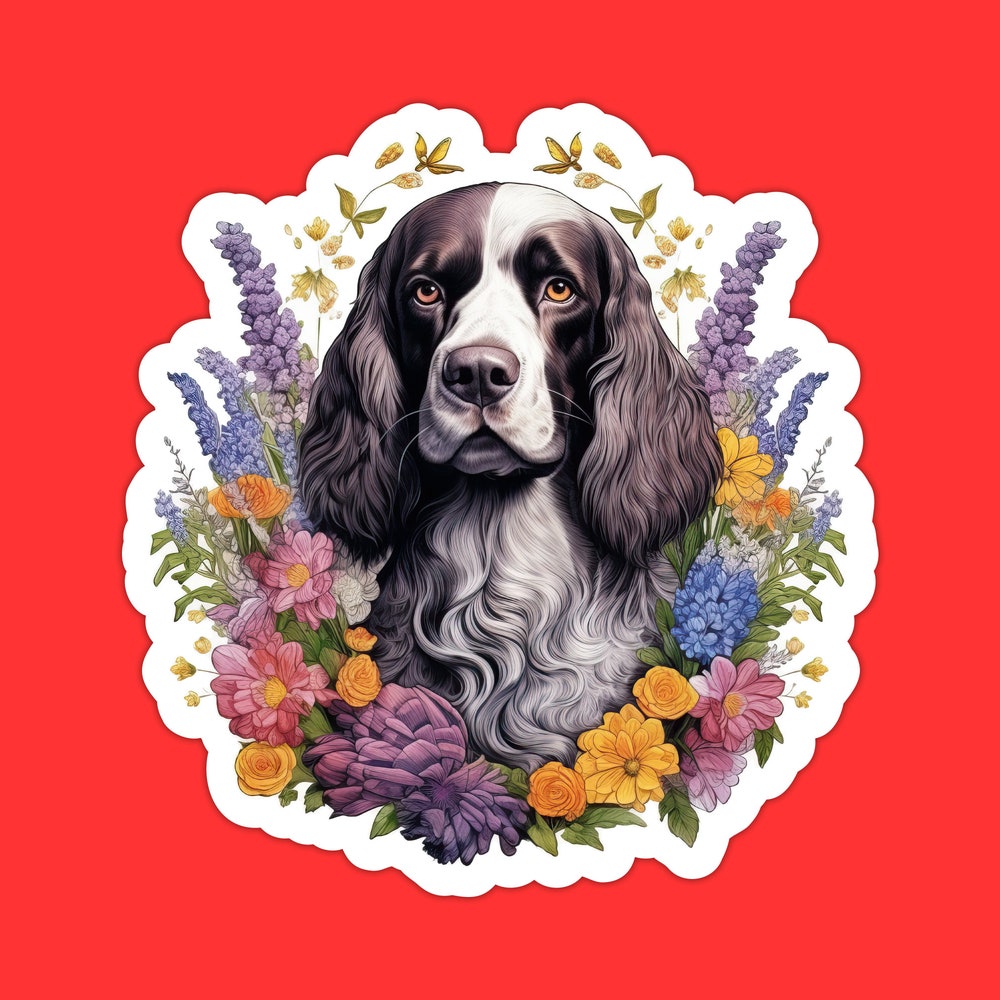 DOPASTICKER English Springer Spaniel Dog Sticker, Black And White ...