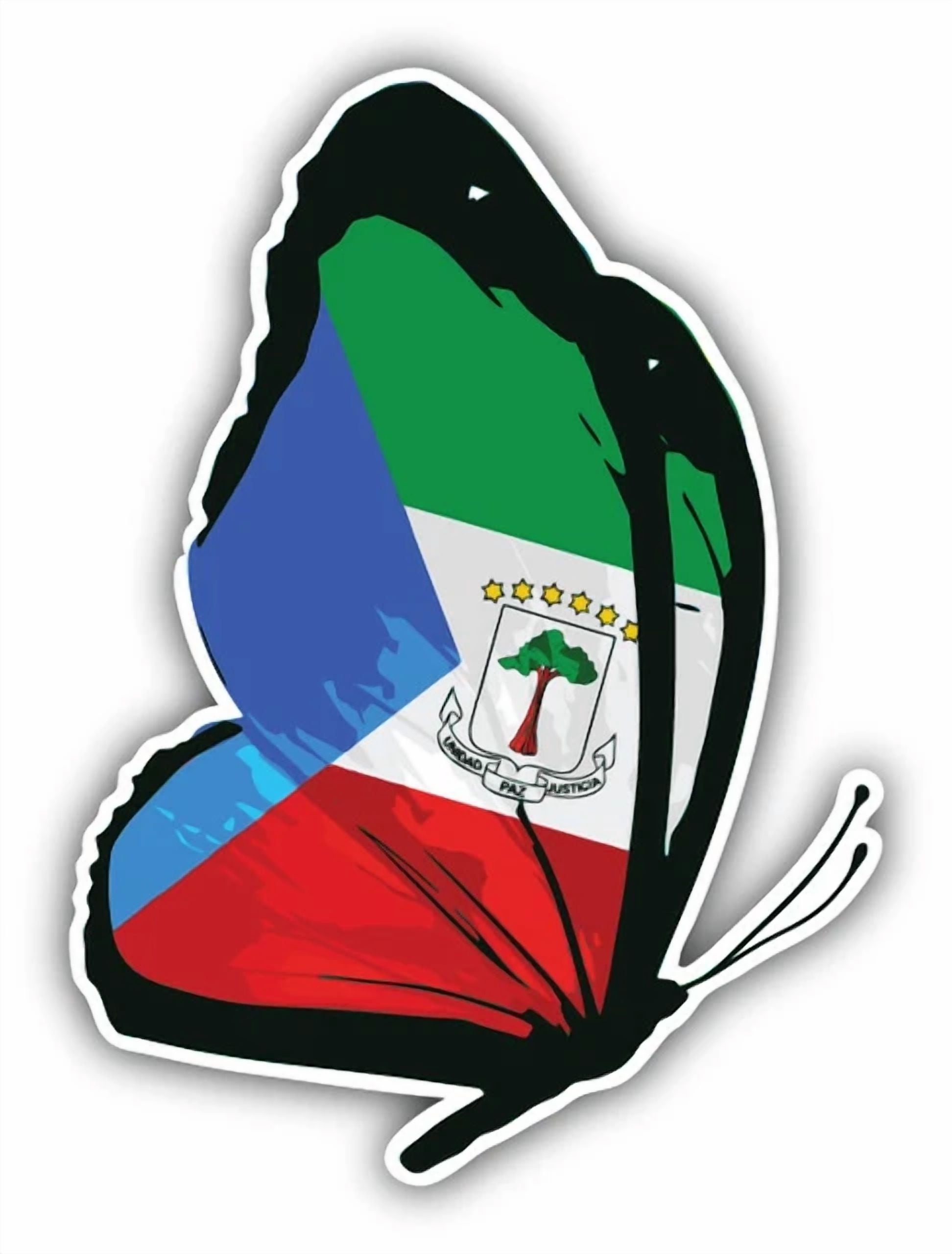 DOPASTICKER Equatorial Guinea Flag Butterfly Sticker Decal Phone Decal ...