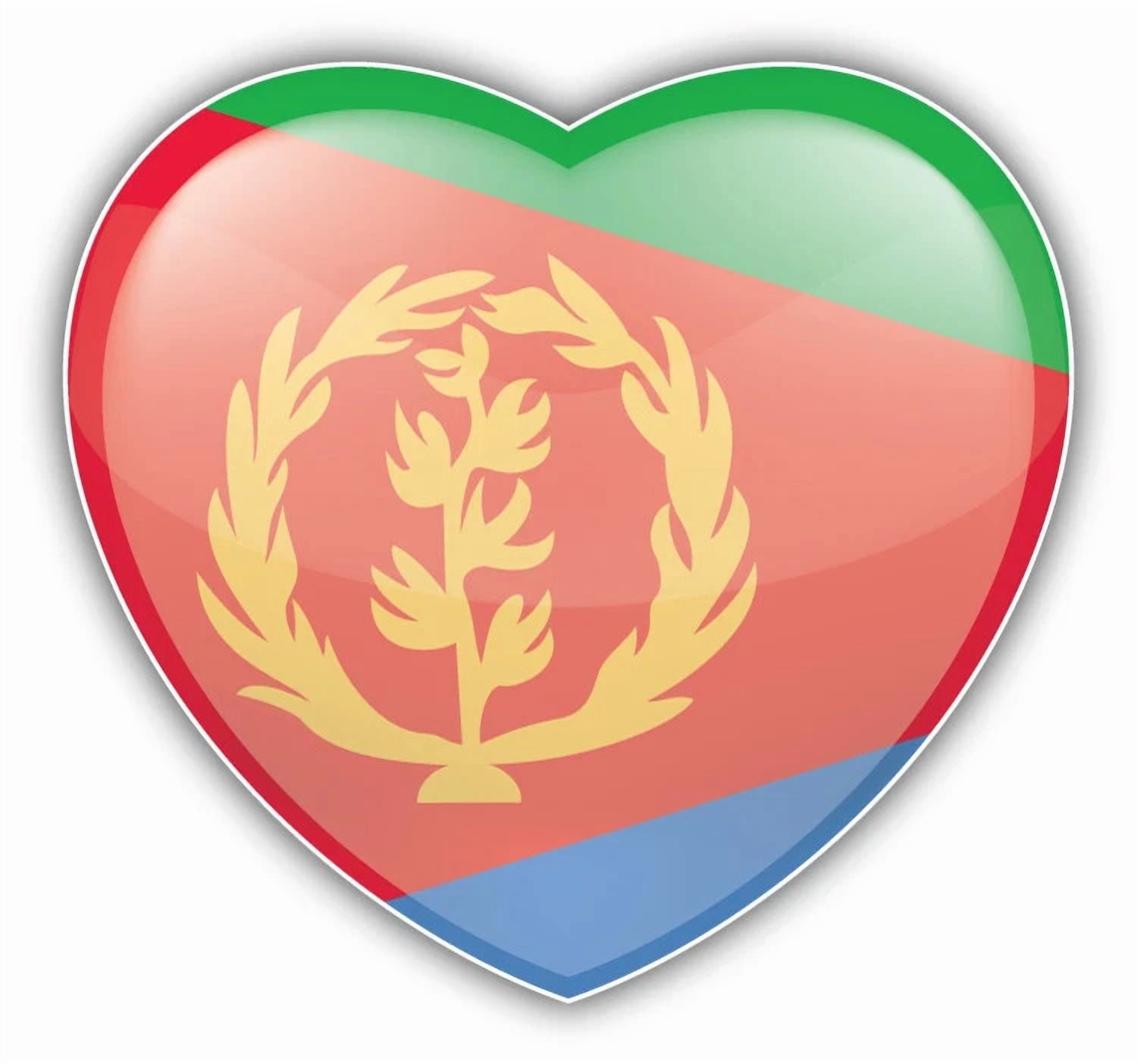 DOPASTICKER Eritrea Glossy Heart Flag Car Bumper Sticker Gift You ...