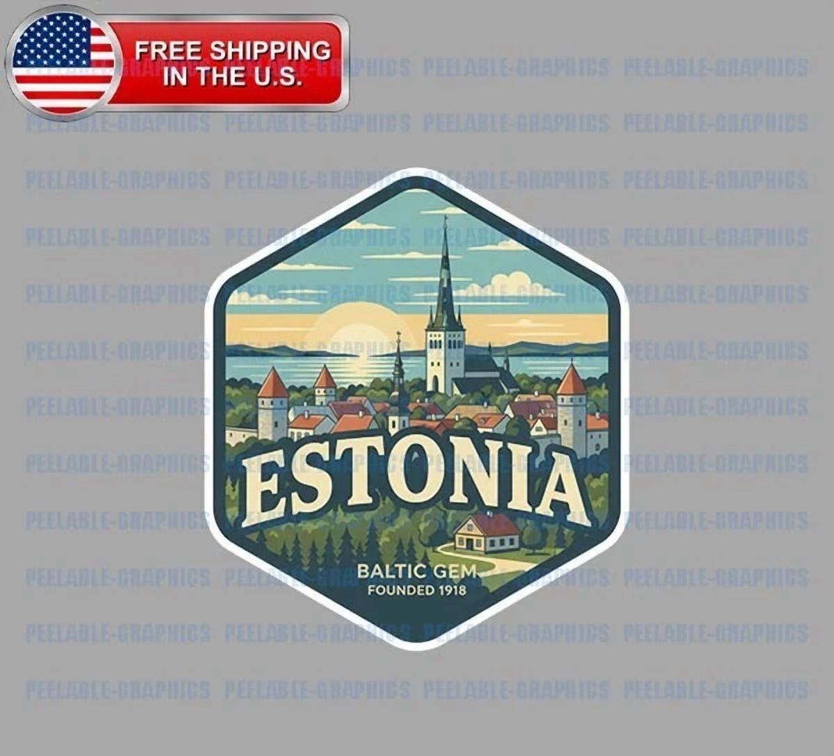 DOPASTICKER Estonia Country Sticker Souvenir Travel Map Euro Sticker ...