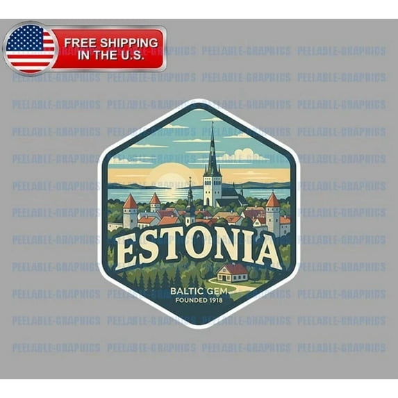 DOPASTICKER Estonia Country Sticker Souvenir Travel Map Euro Sticker ...