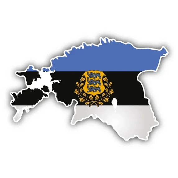 DOPASTICKER Estonia Map Flag Coat Of Arms Car Sticker Decal Phone Decal ...