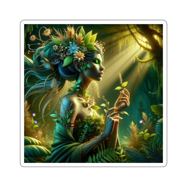 DOPASTICKER Ethereal Forest Nymph Art Digital Nature- Decorative Laptop ...