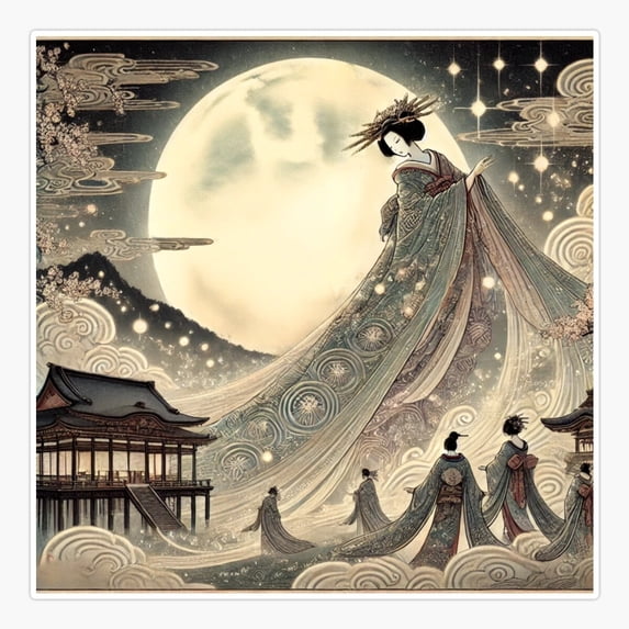 DOPASTICKER Ethereal Moonlit Princess Art Sticker, Phone Sticker Car ...