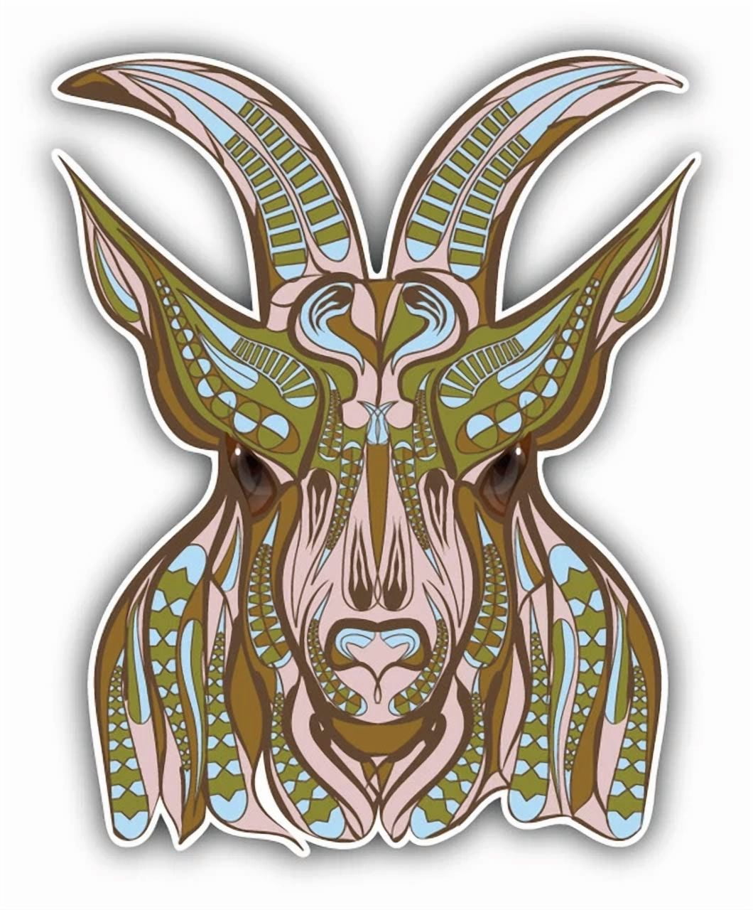 DOPASTICKER Ethnic Goat Head Car Sticker Phone Water Bottle Stickers ...