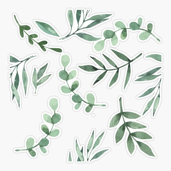 DOPASTICKER Eucalyptus Leaves Pattern On Black Sticker, Phone Sticker ...